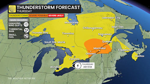 90+ km/h: Damaging wind and nocturnal severe storm risk in southern Ontario