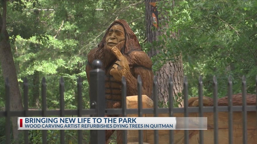 East Texas woodcarver transforms park with mystical tree art
