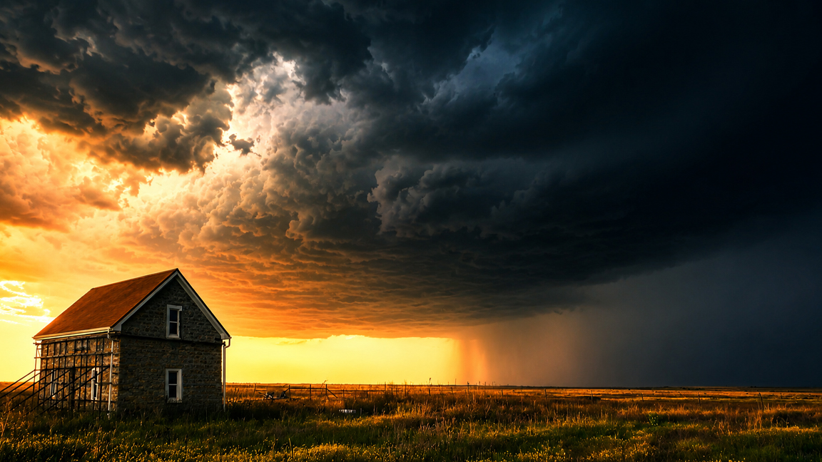 The little house beneath a giant storm