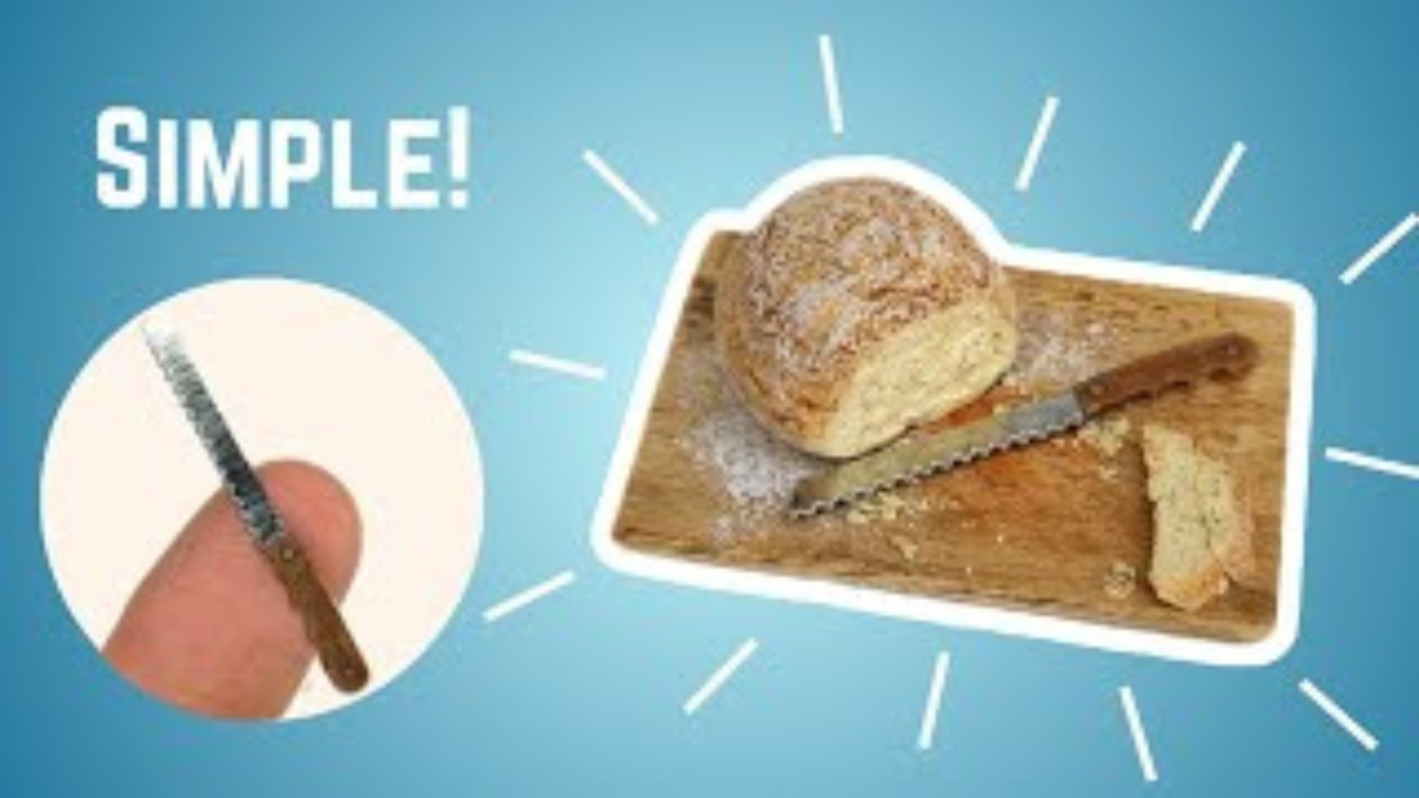 DIY crusty bread and easy mini knife for dollhouse