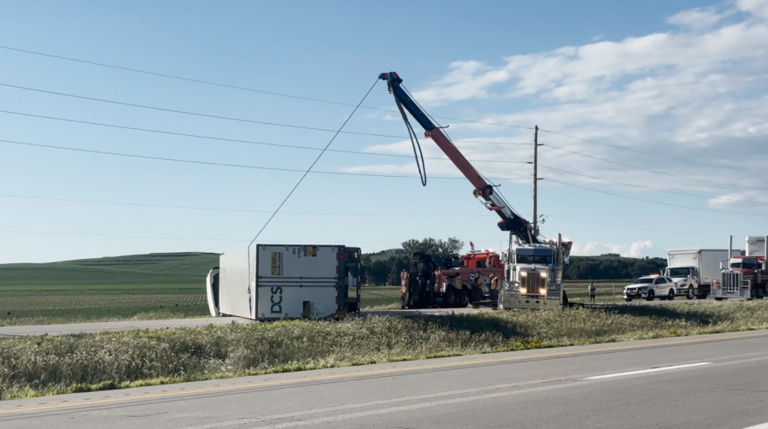 US-75 near Merrill reopens after semi rolls over
