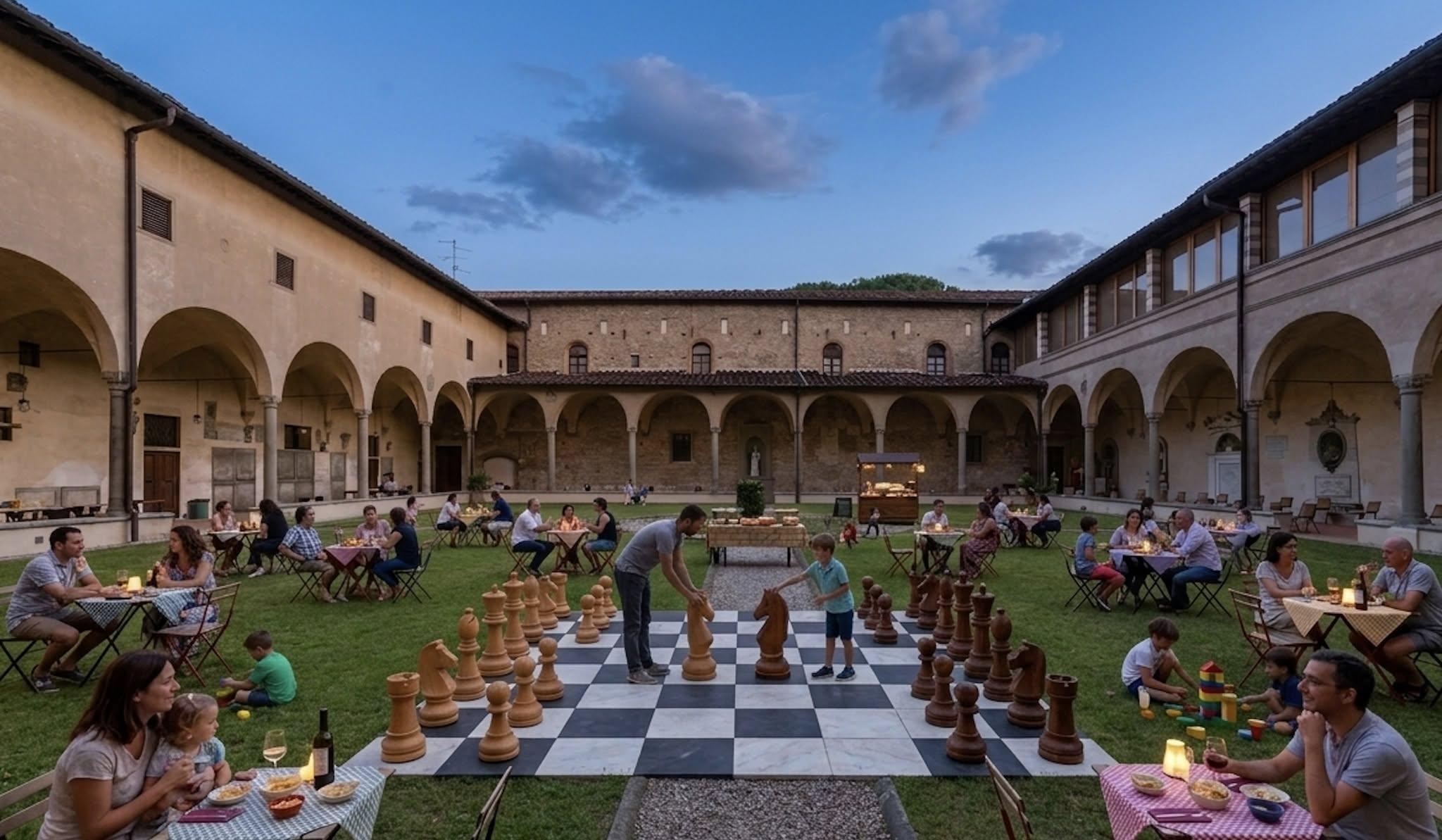 Nel chiostro di San Domenico. Fra scacchi e casting per Curtino
