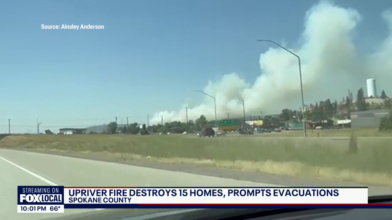 Wildfire destroys homes, prompts thousands of evacuations in Spokane County
