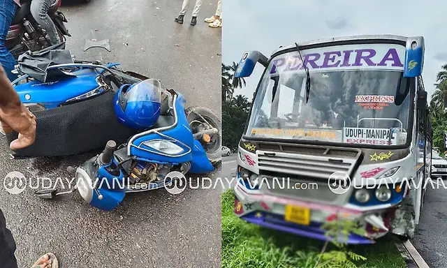 Scooter rider seriously injured after bus collision on NH-66 near Kaup