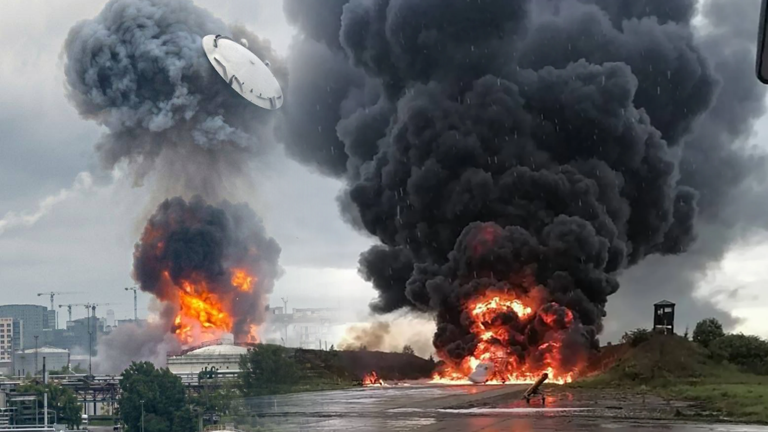 UFO over Moscow: Oil tank lid blows off after heavy Ukrainian drone attack