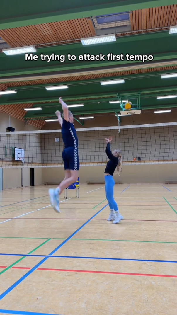 Attacking first tempo volleyball drill for beginners