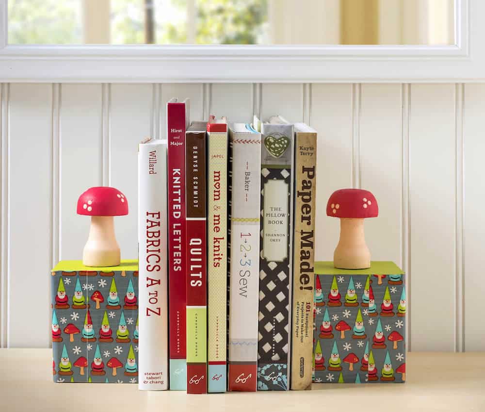 Gnome bookends in the cutest woodland theme