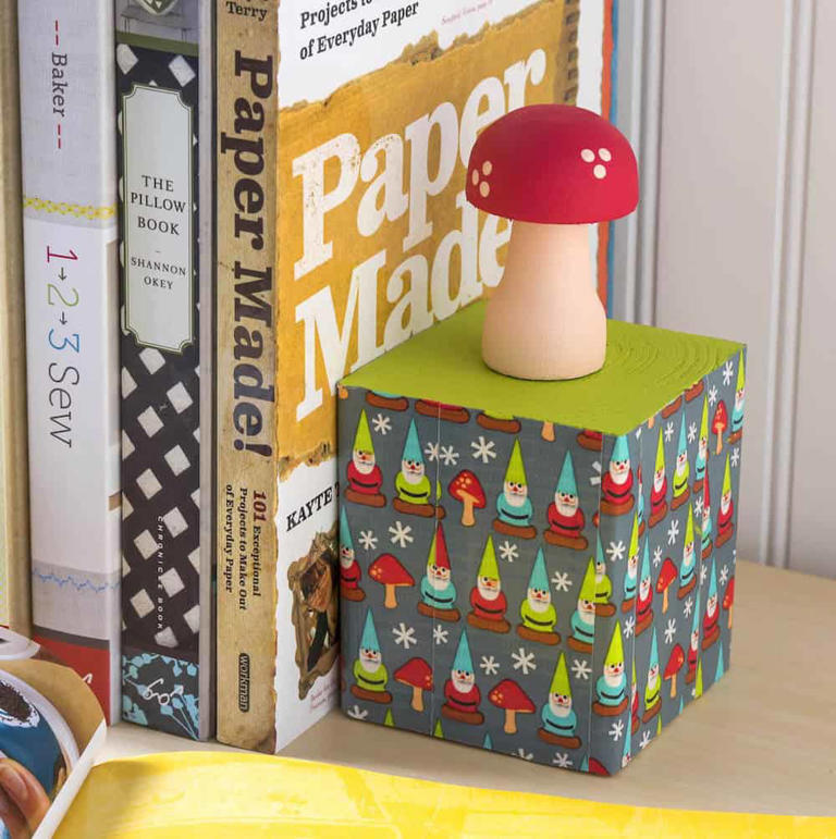 Gnome bookends in the cutest woodland theme