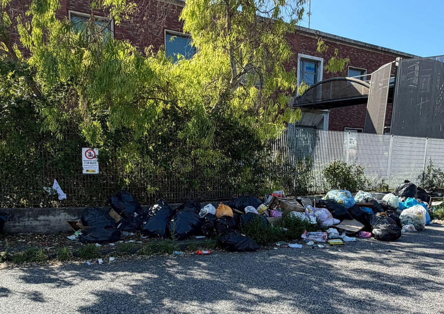 Una discarica perenne davanti al laboratorio