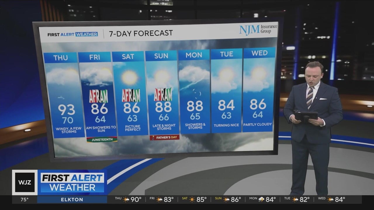 Chance of a few storms on Thursday, mostly dry weekend in Maryland