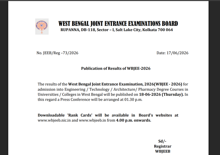 WBJEE admit card 2026 to be released today at wbjeeb.nic.in: Check ...