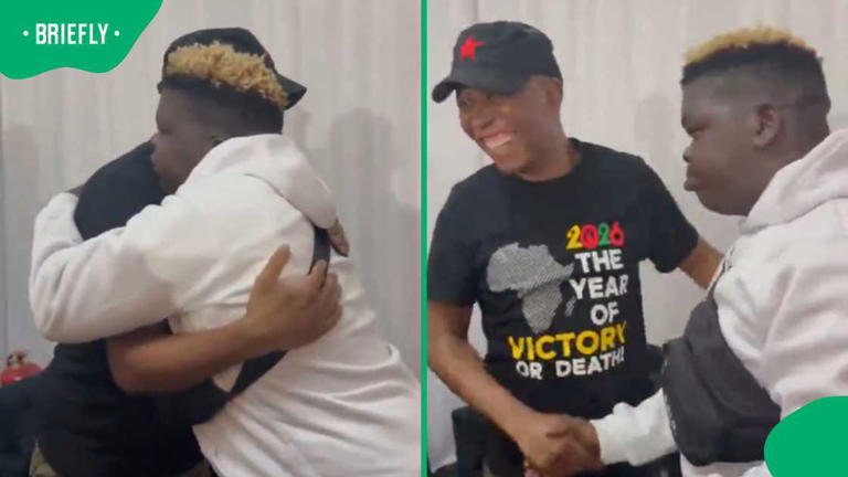 'That's a real hug': Skomie Skomota meets EFF leader Julius Malema