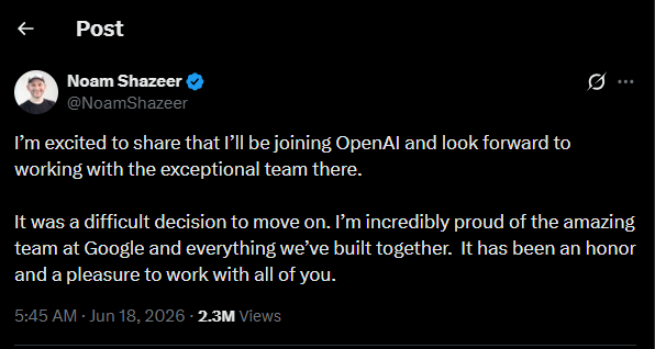 Google's star AI engineer joins OpenAI, months after Google spent over ...