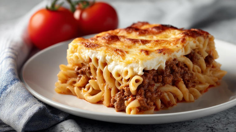 Pastitsio: Probiere den griechischen Nudelauflauf mit Hackfleisch und Feta