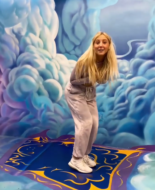 Trying acrobatic skills at Disney