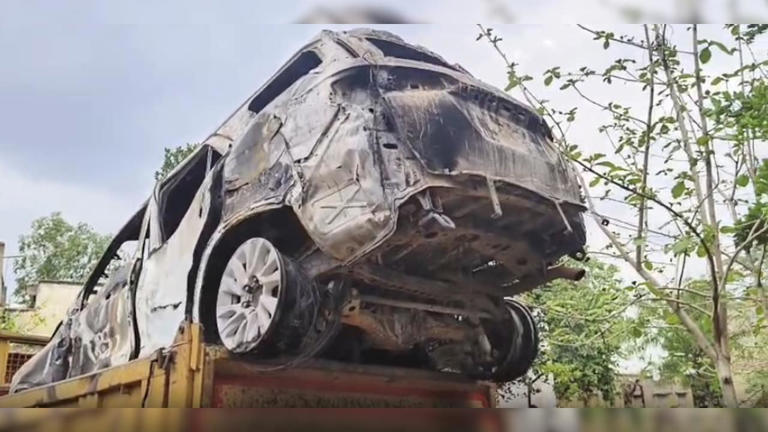 BJP leader burnt alive after his SUV was trapped between trucks, set on ...