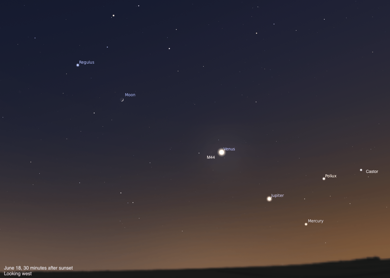 The sky today on Thursday, June 18: The moon and the sickle