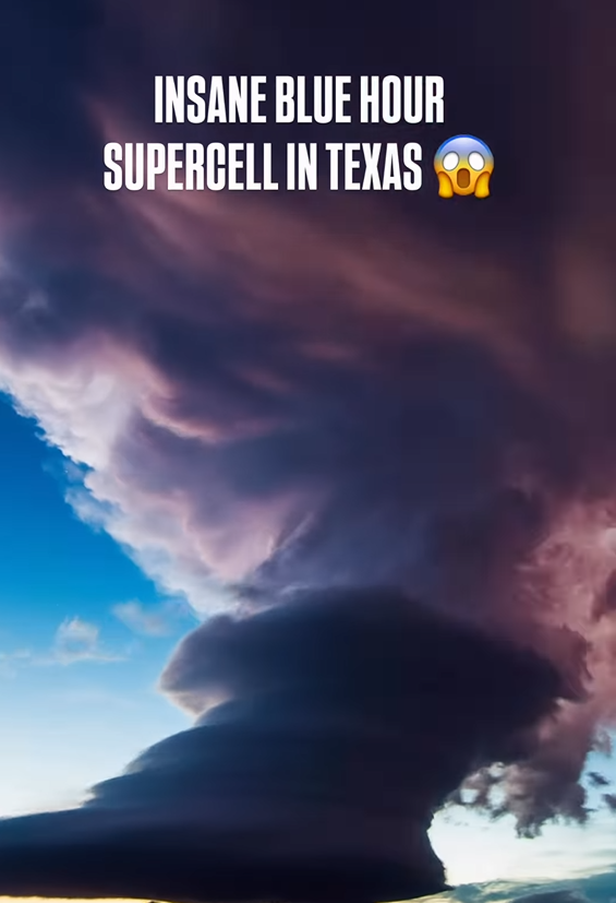 Insane blue hour supercell in Texas: Storm structure and sky formation