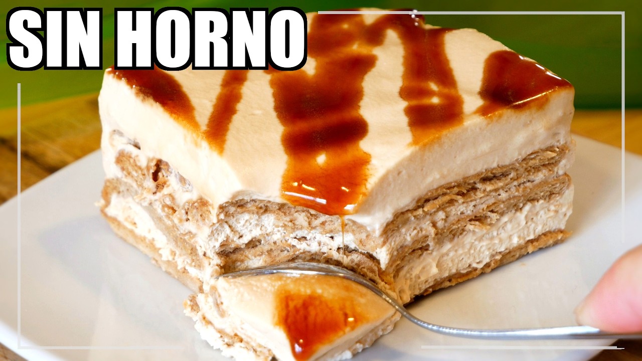Carlota de caramelo con 4 ingredientes y sin horno