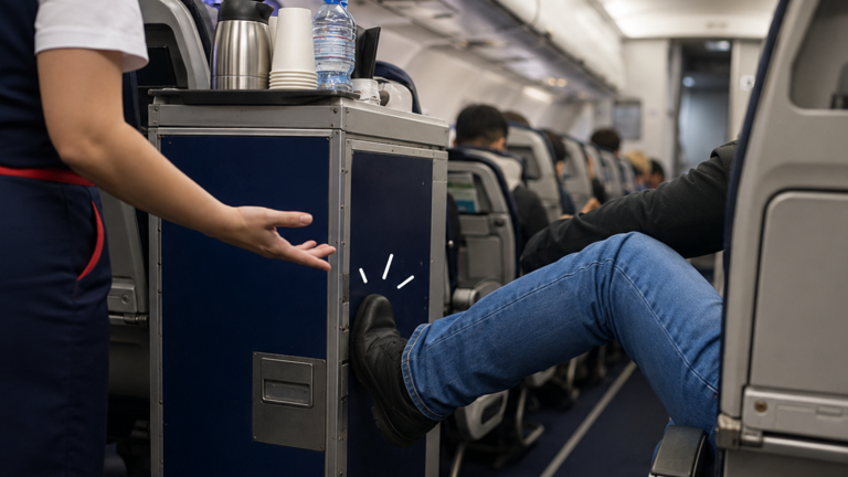 Passenger kicks cabin crew, shows middle finger after trolley hits his ...