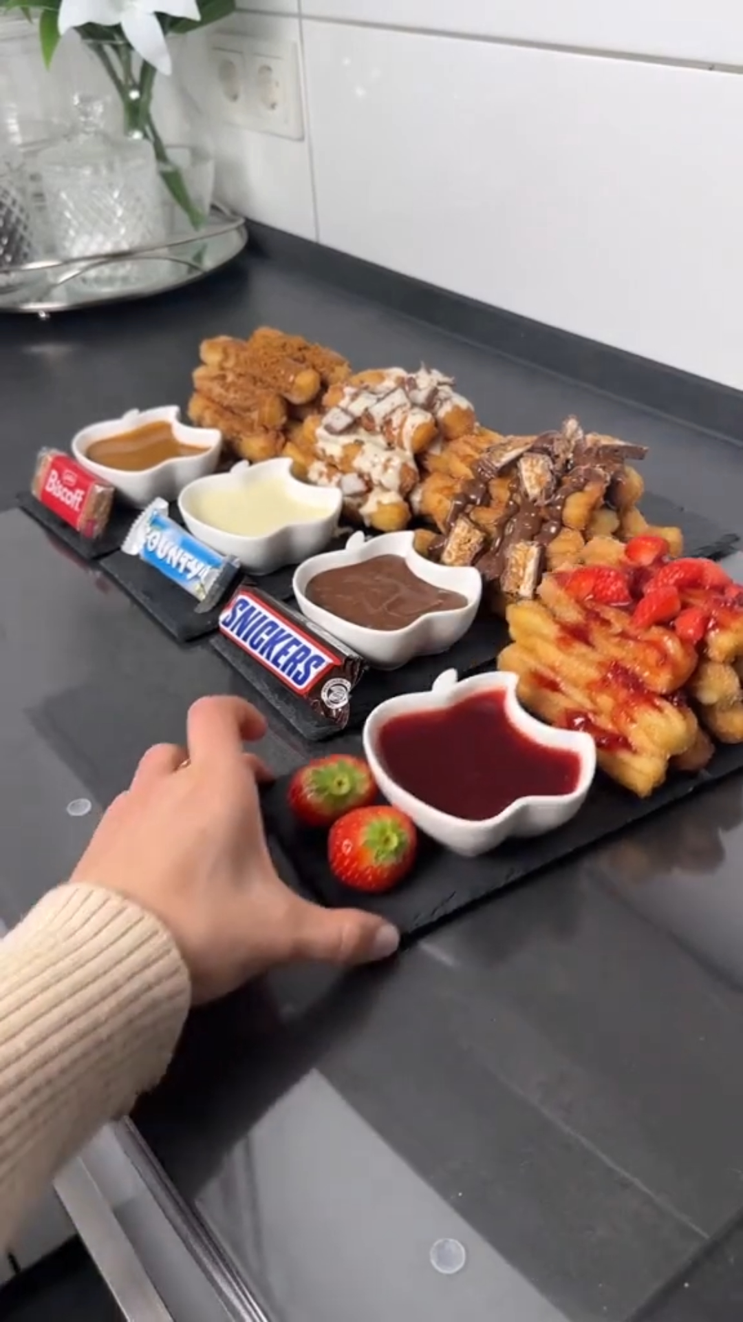 Different flavors of churros freshly made part 2