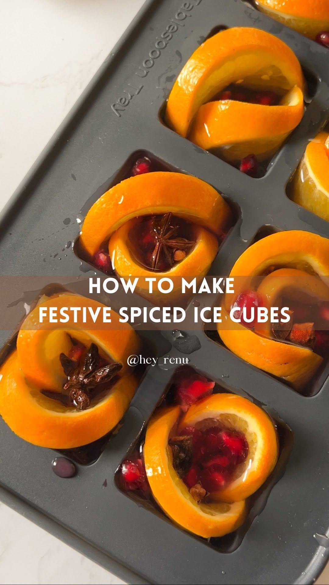 Festive orange spiced ice cubes that elevate any drink