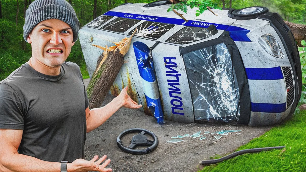 J'ai découvert une fourgonnette de police renversée en pleine forêt ...