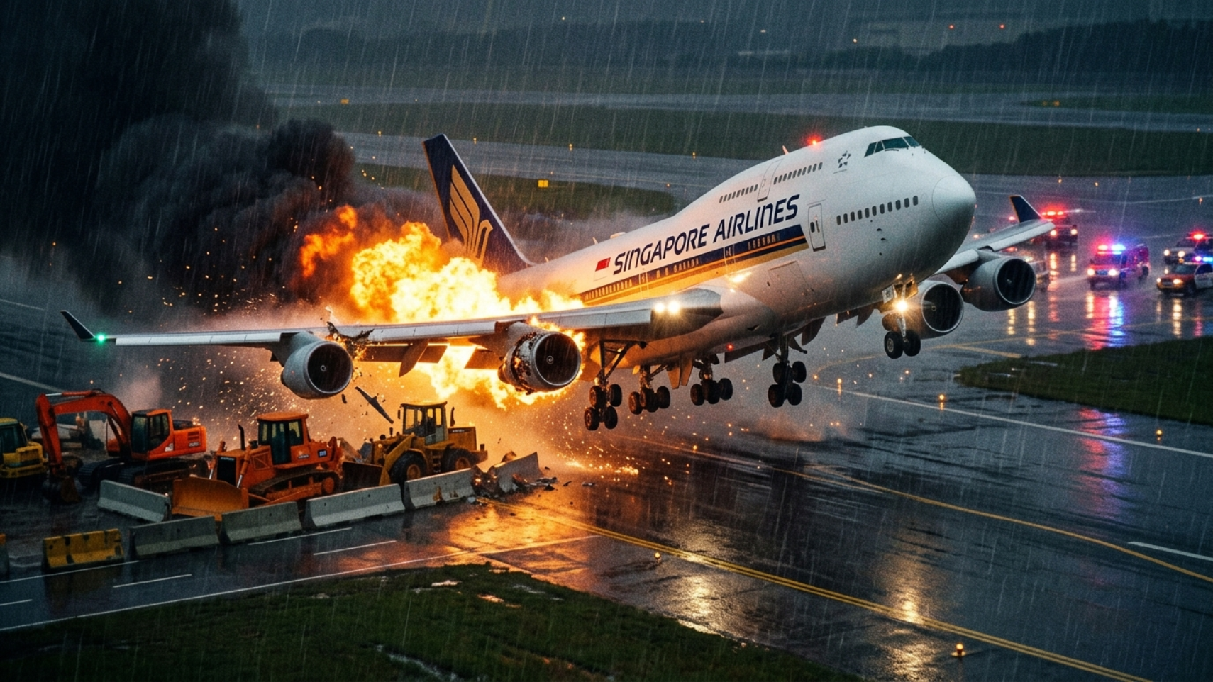 Singapore 006 hit a construction zone seconds after takeoff