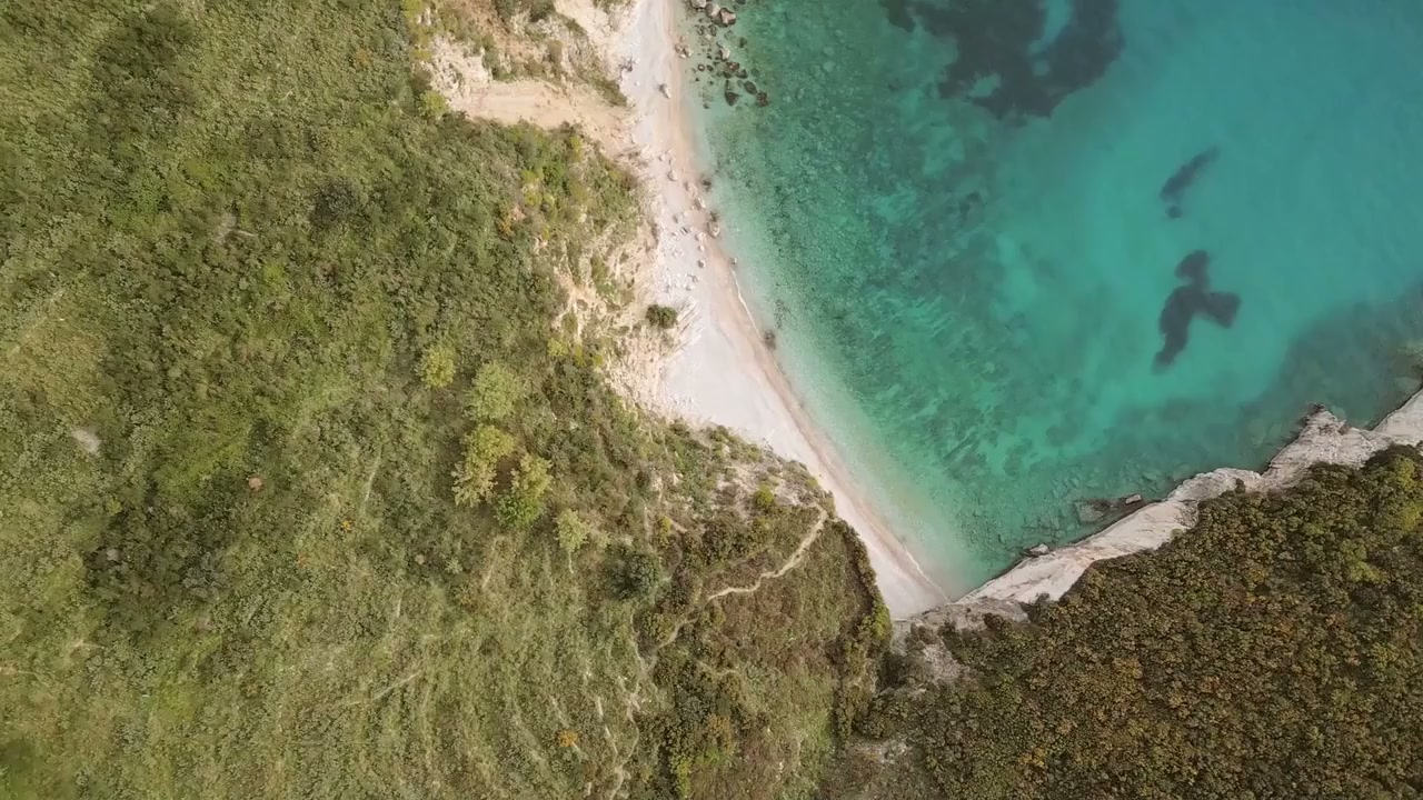 Himarë, Albania: Drone views of blue Ionian Sea