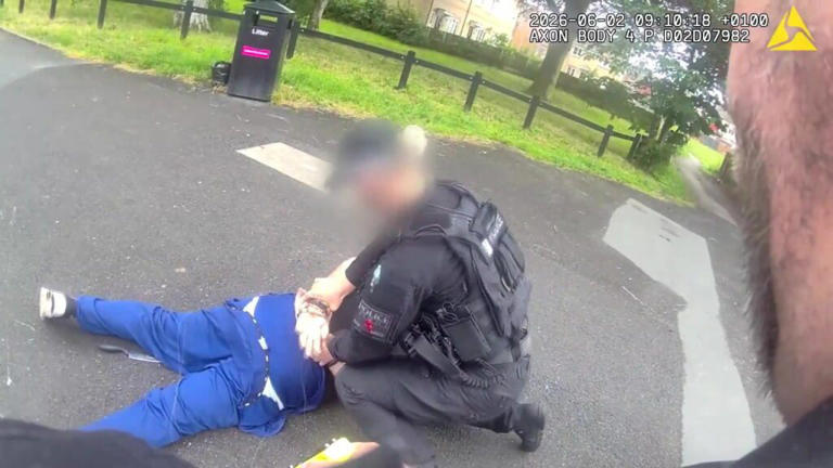 Moment cops taser knife suspect after dramatic street chase