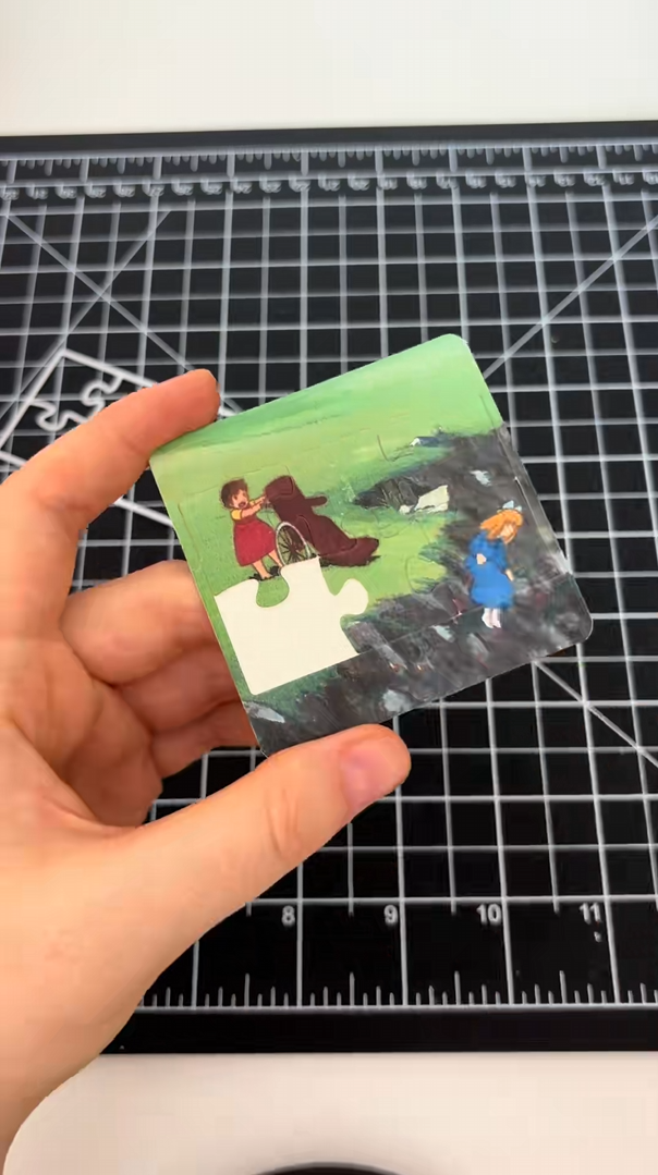 Heidi pushes Clara off a cliff puzzle scene recreated by hand