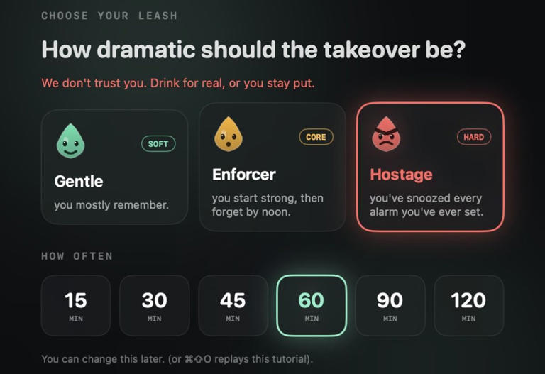 This new Mac app takes your screen hostage until you drink water