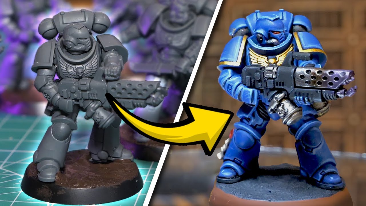 Attempting to paint a Space Marine like the box art