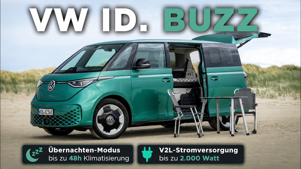 VW ID. Buzz Gute-Nacht-Paket mit Bett, Stromanschluss & Schlafmodus