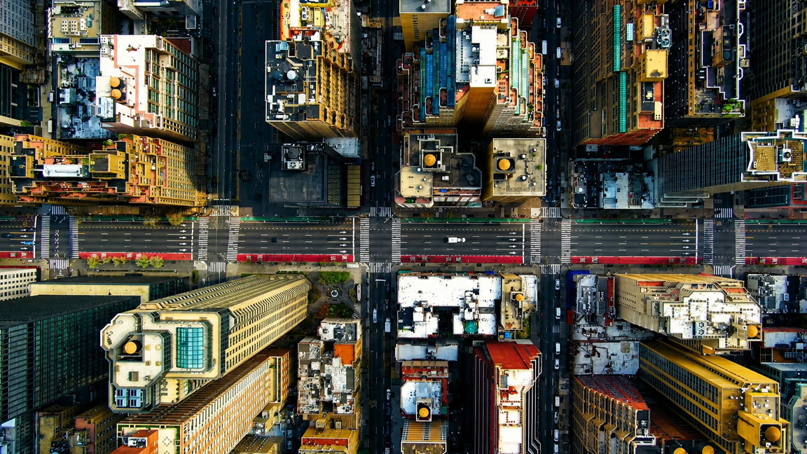 The city looks completely different from up here