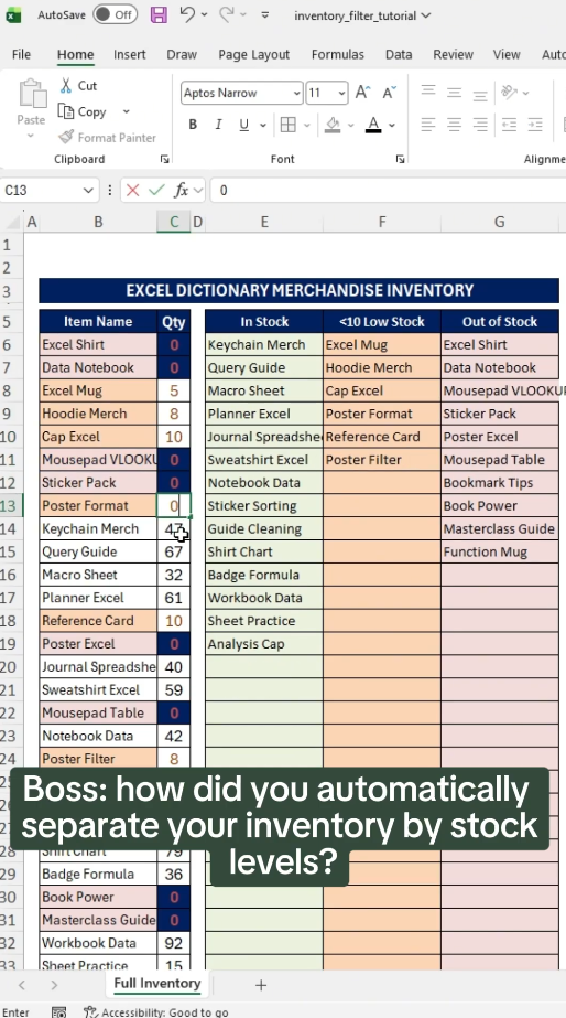 How to create an inventory tracker in Excel
