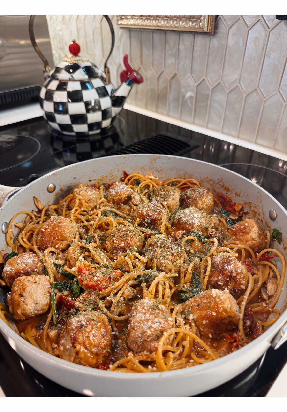 Day four of fridge meals: ground turkey meatball pasta with garlic and ...