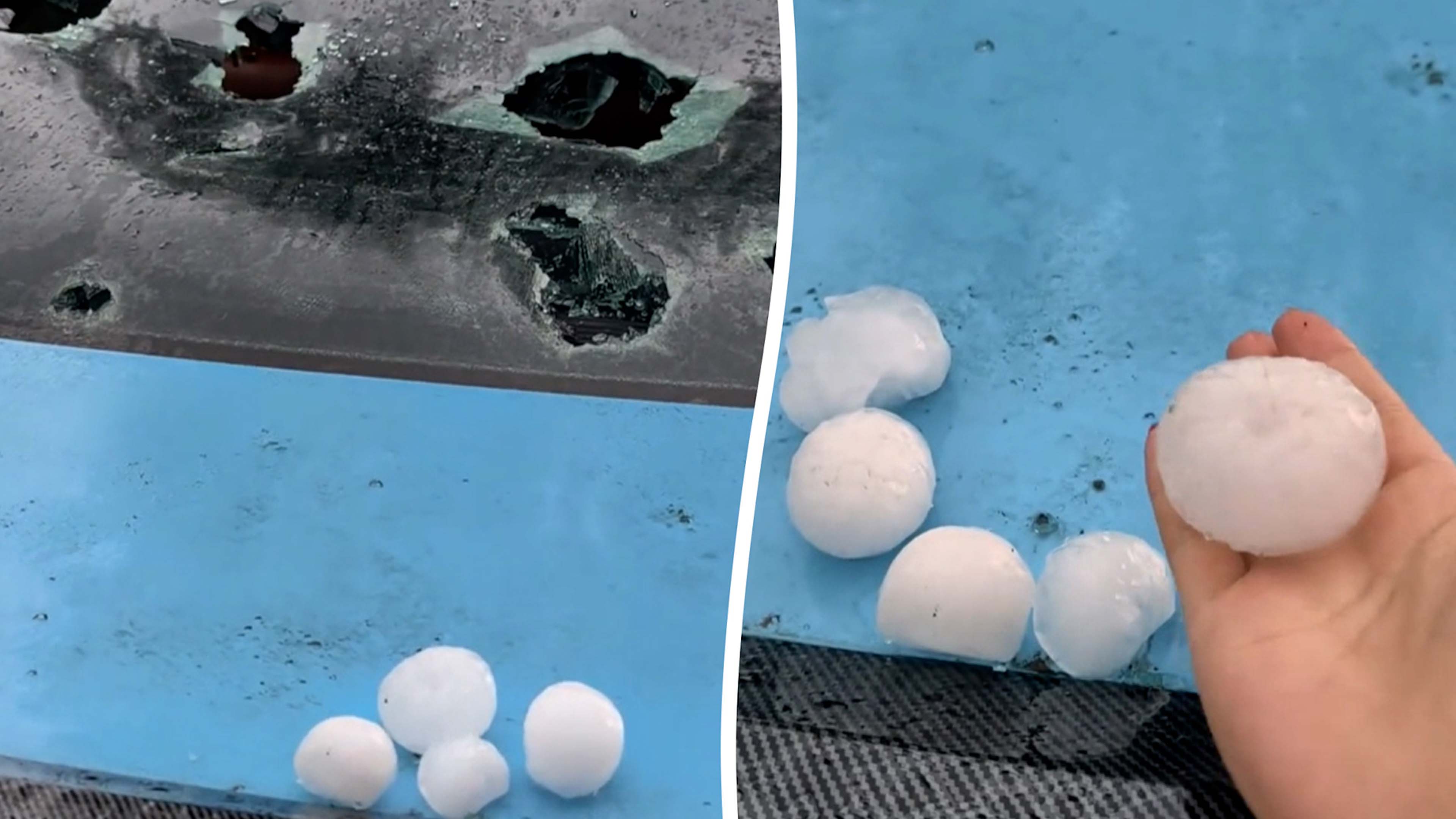 Massive hailstorm shatters car windows and dents vehicles in northern China