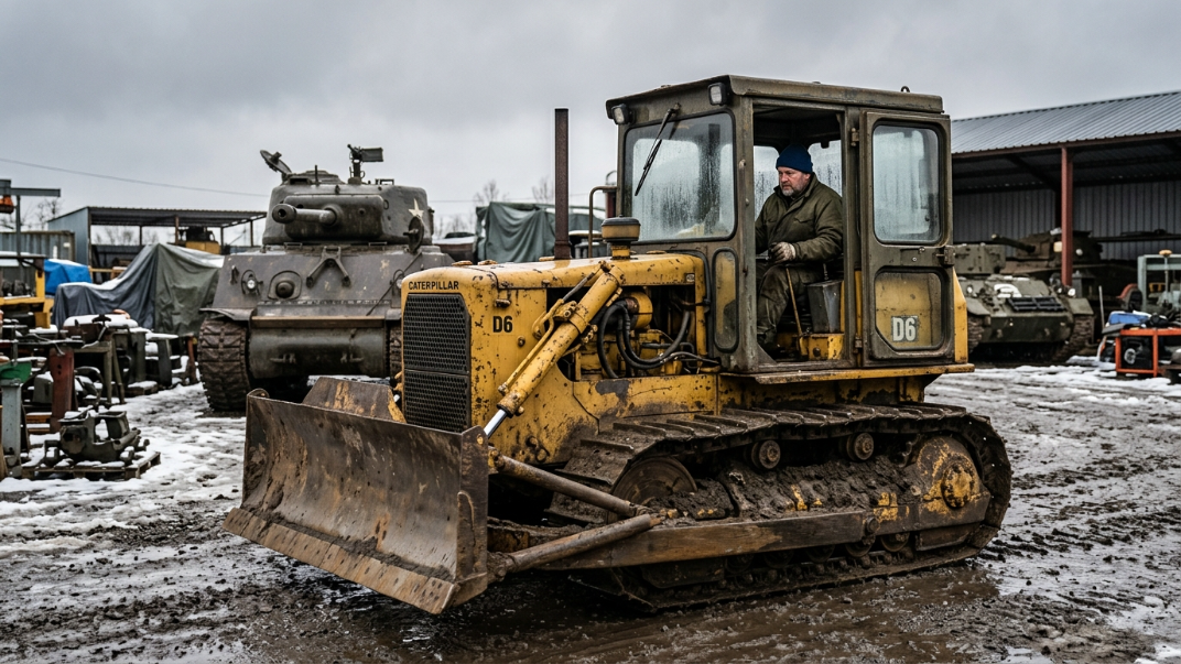 Our winter track fix turned into two Caterpillar bulldozers