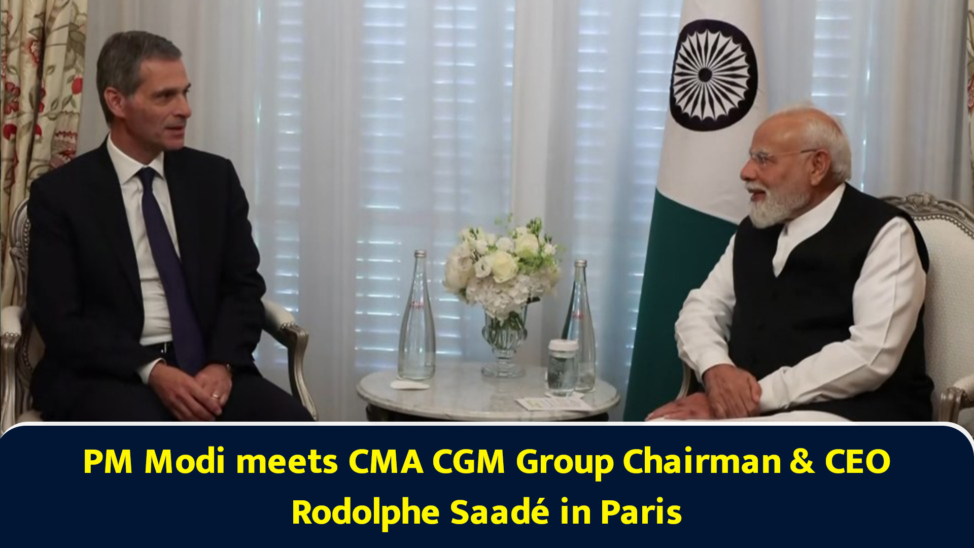PM Modi meets CMA CGM Group chairman & CEO Rodolphe Saadé in Paris