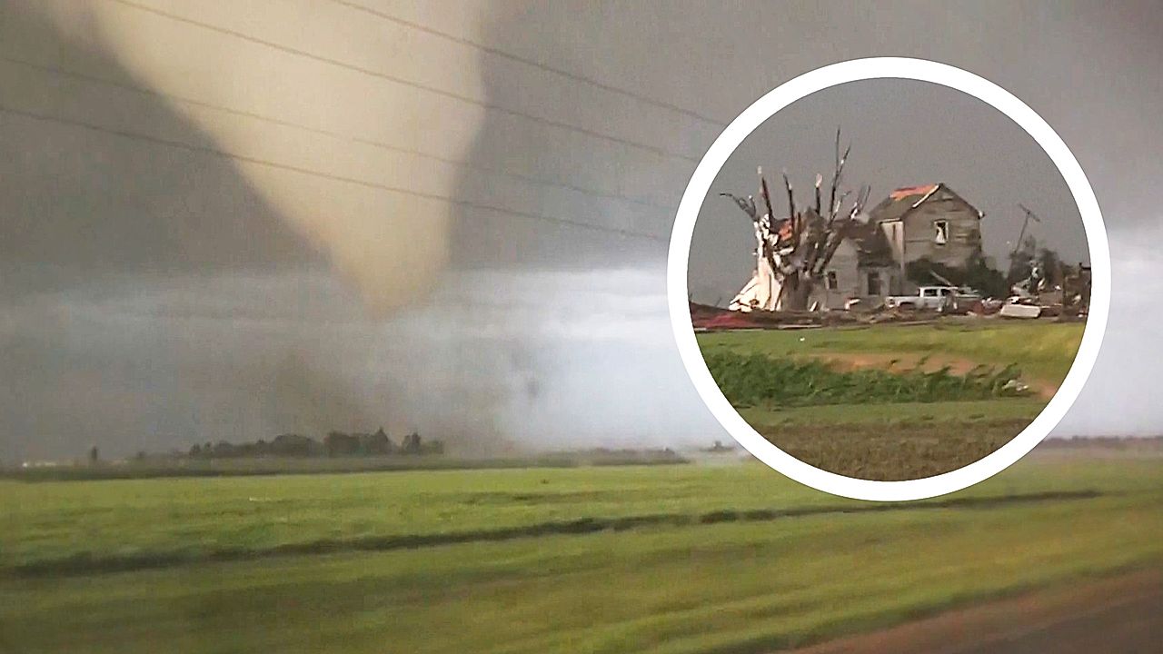 Tornado rips house apart and sends debris flying in Montrose, Illinois