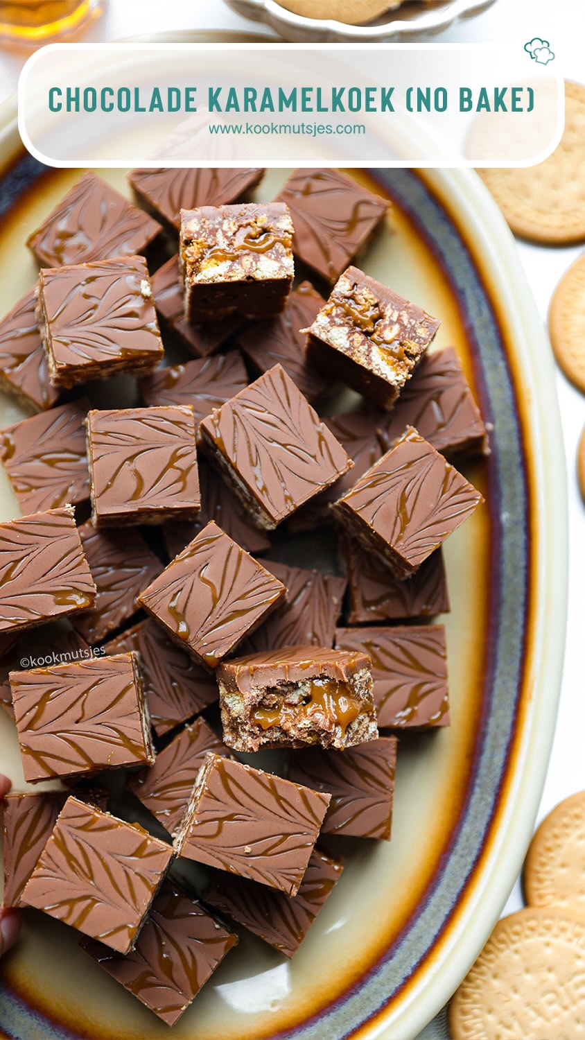 No bake chocolade karamel koek recept stap voor stap
