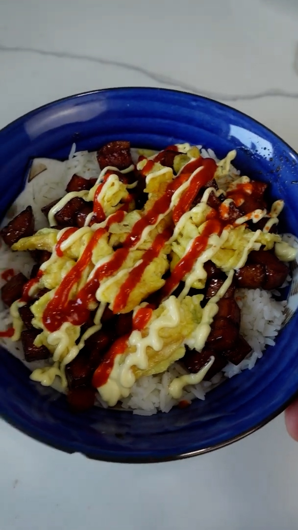 Deconstructed spam musubi turned into an easy rice bowl for quick meals