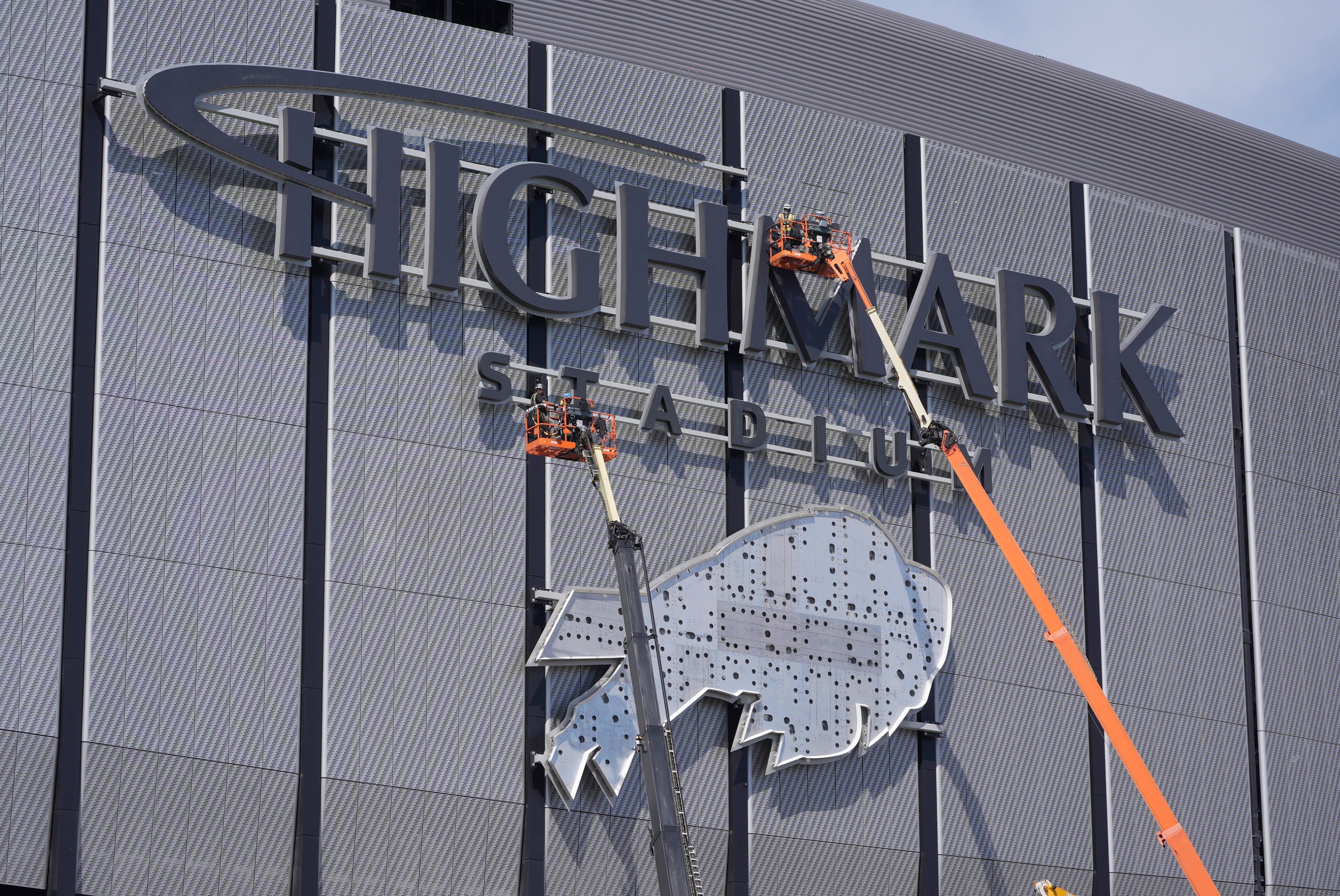 Bills have first bison statue in place outside new Highmark Stadium