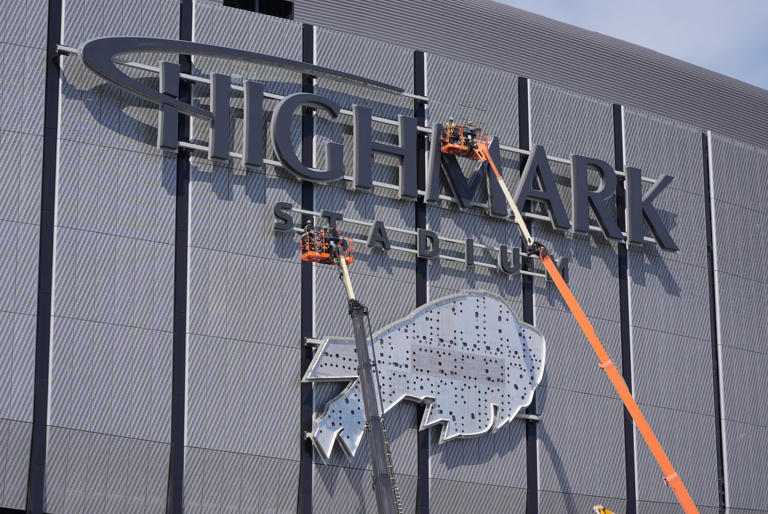 Bills have first bison statue in place outside new Highmark Stadium