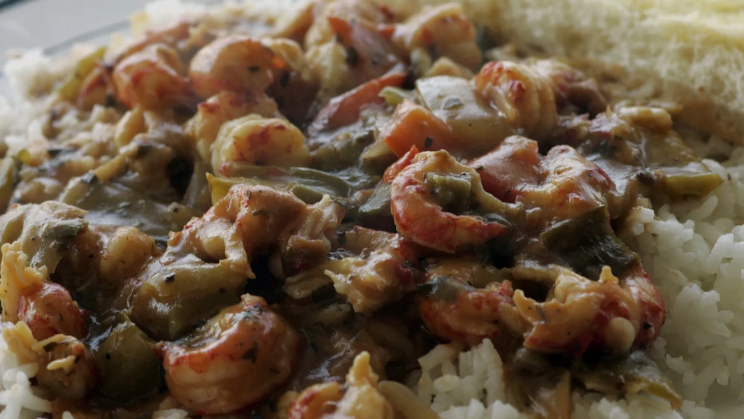Louisiana shrimp étouffée from stock to serving