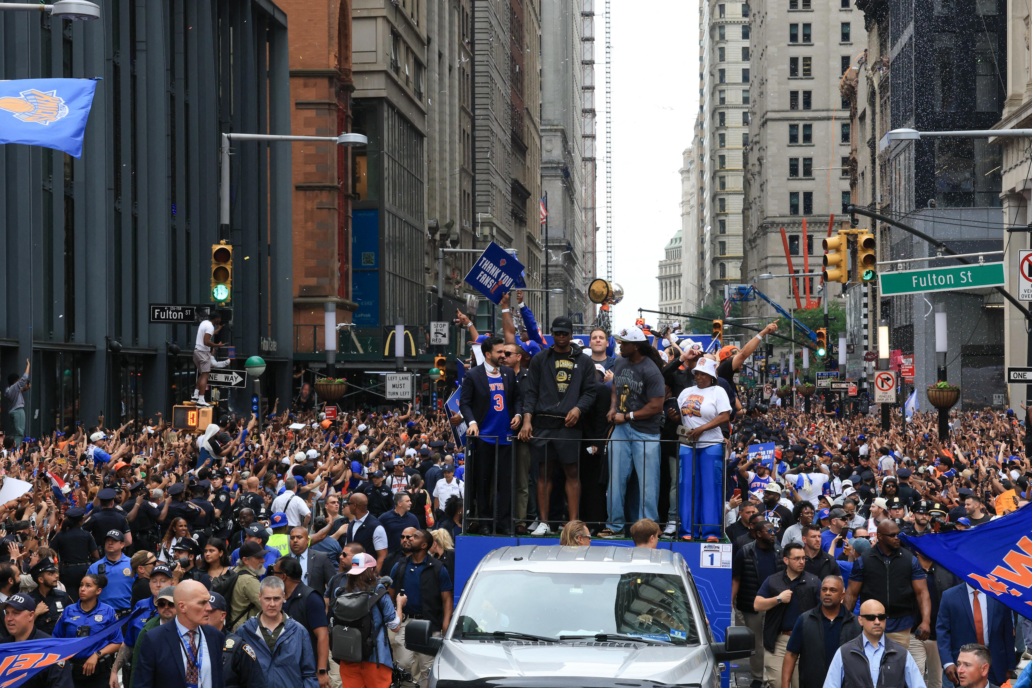 NYC mayor Mamdani is living his best life atop Knicks parade float