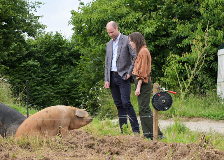 William encounters pig called Ginger Spice on farm visit in Devon
