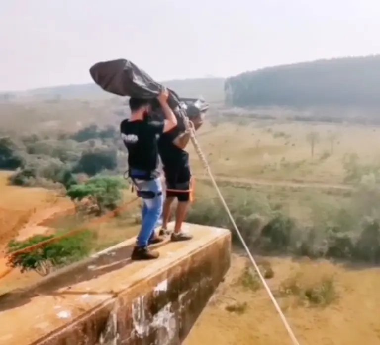 Bungee instructors filmed body bag stunt before throwing model off bridge