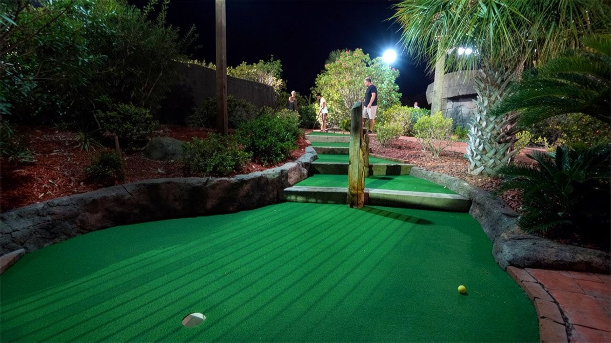 A unique mini golf hole-in-one